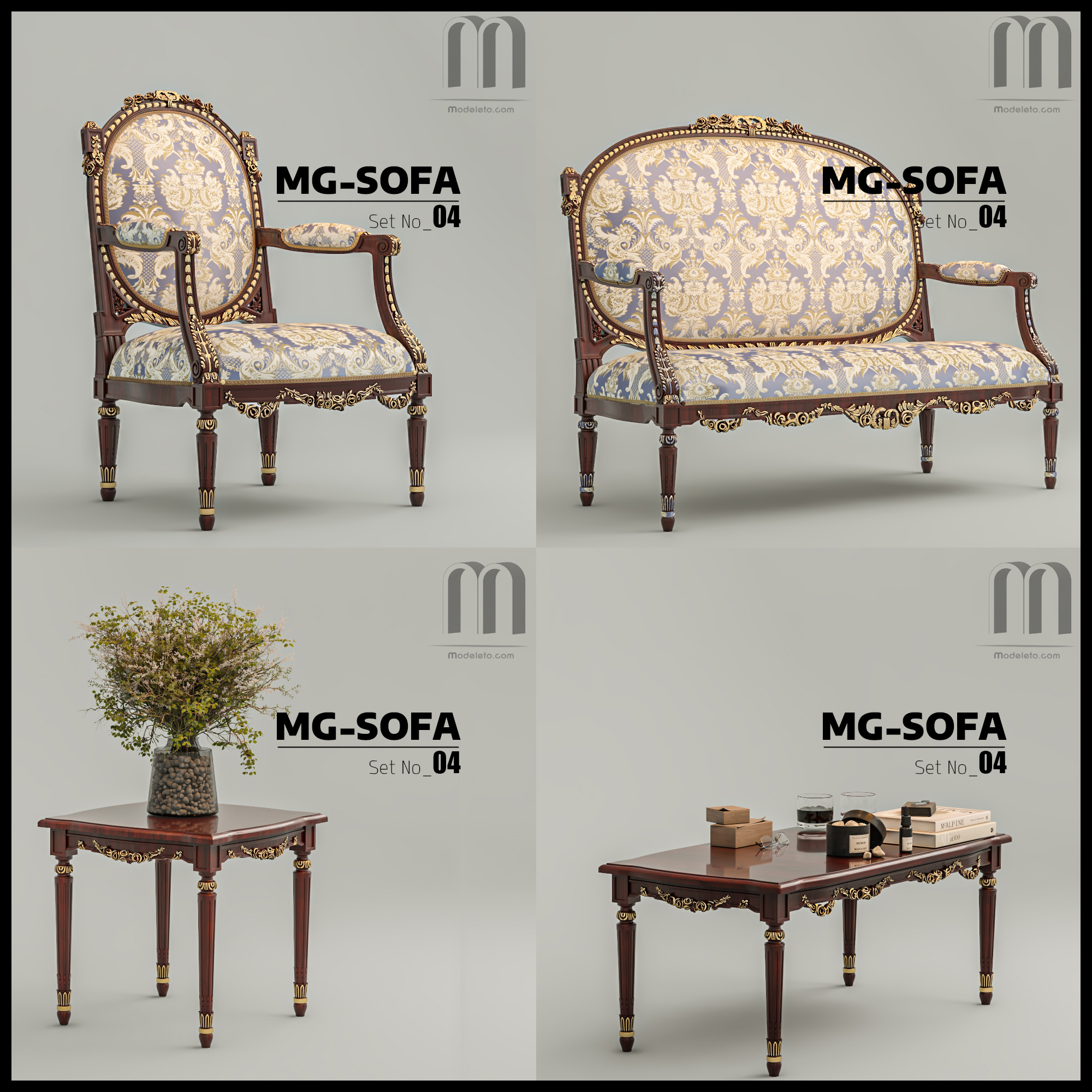 مینی پکیج مبل نشیمن کلاسیک - Modeleto