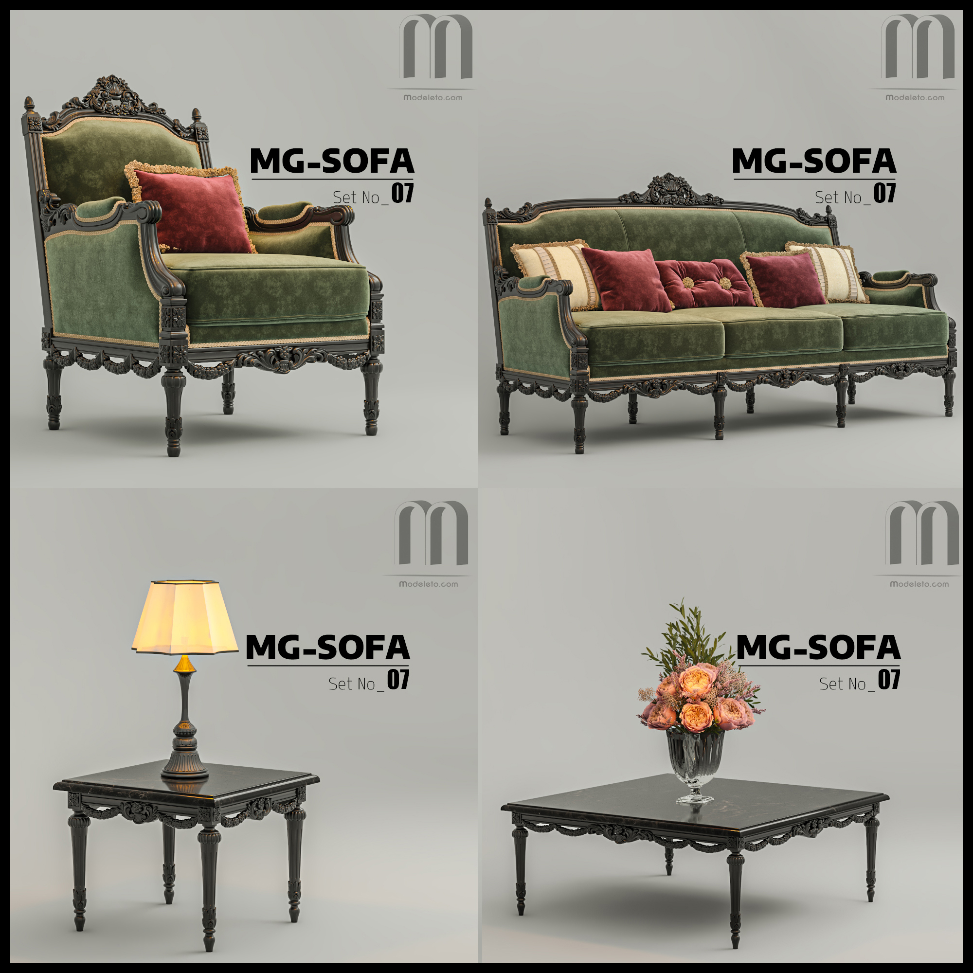 مینی پکیج مبل نشیمن کلاسیک - Modeleto