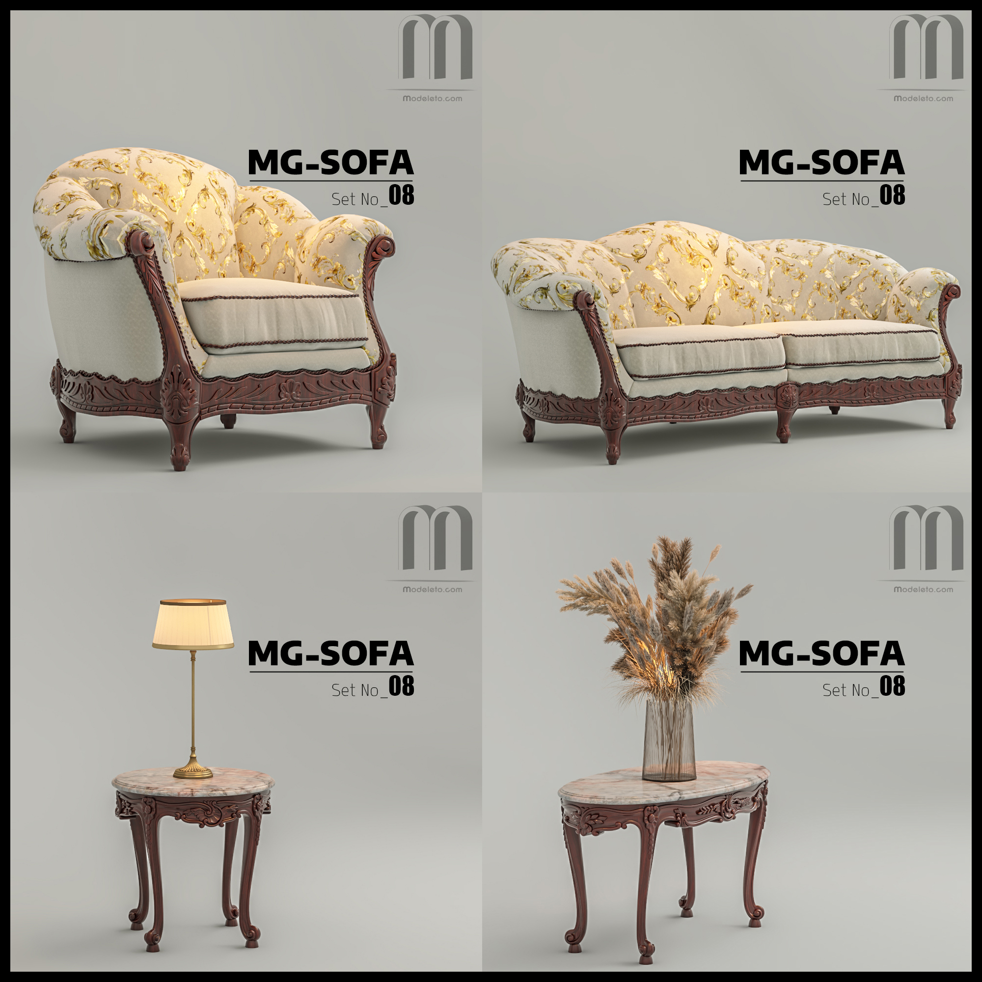 مینی پکیج مبل نشیمن کلاسیک - Modeleto