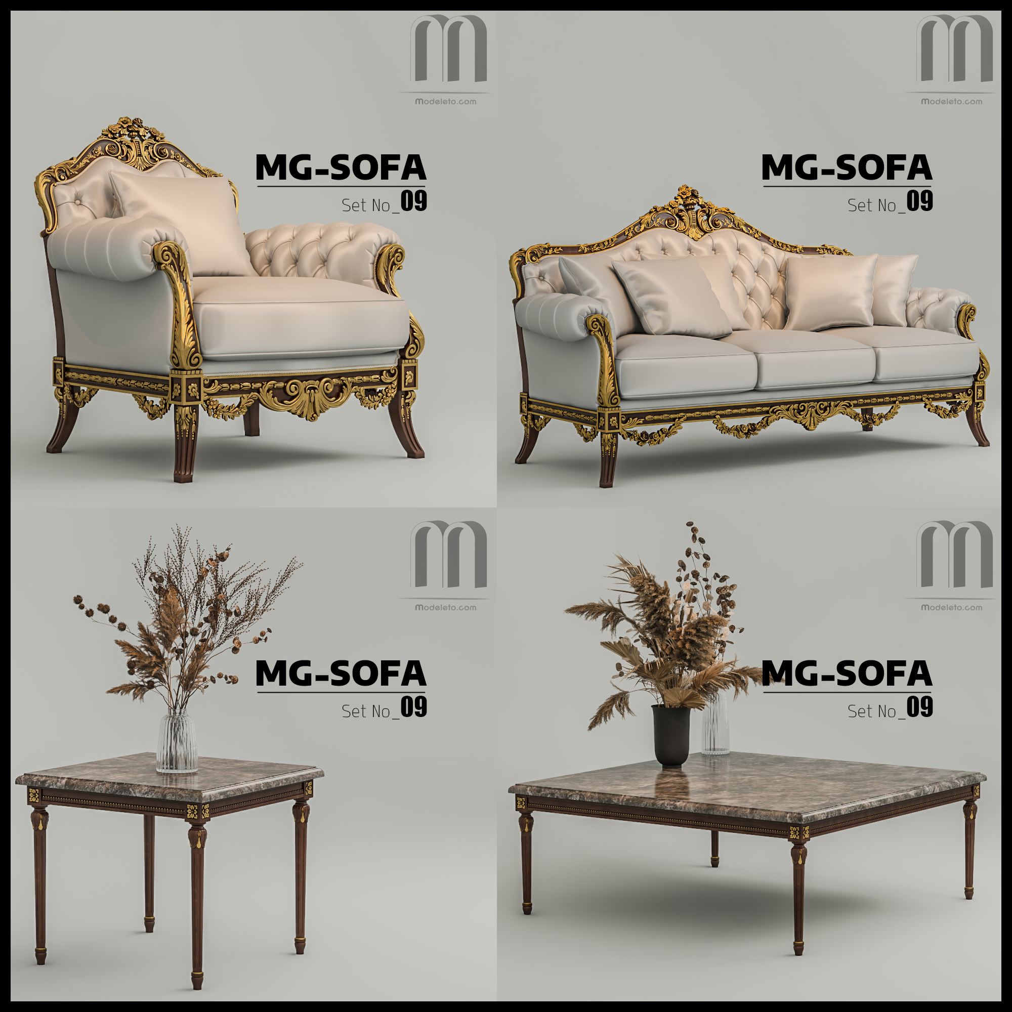 مینی پکیج مبل نشیمن کلاسیک - Modeleto