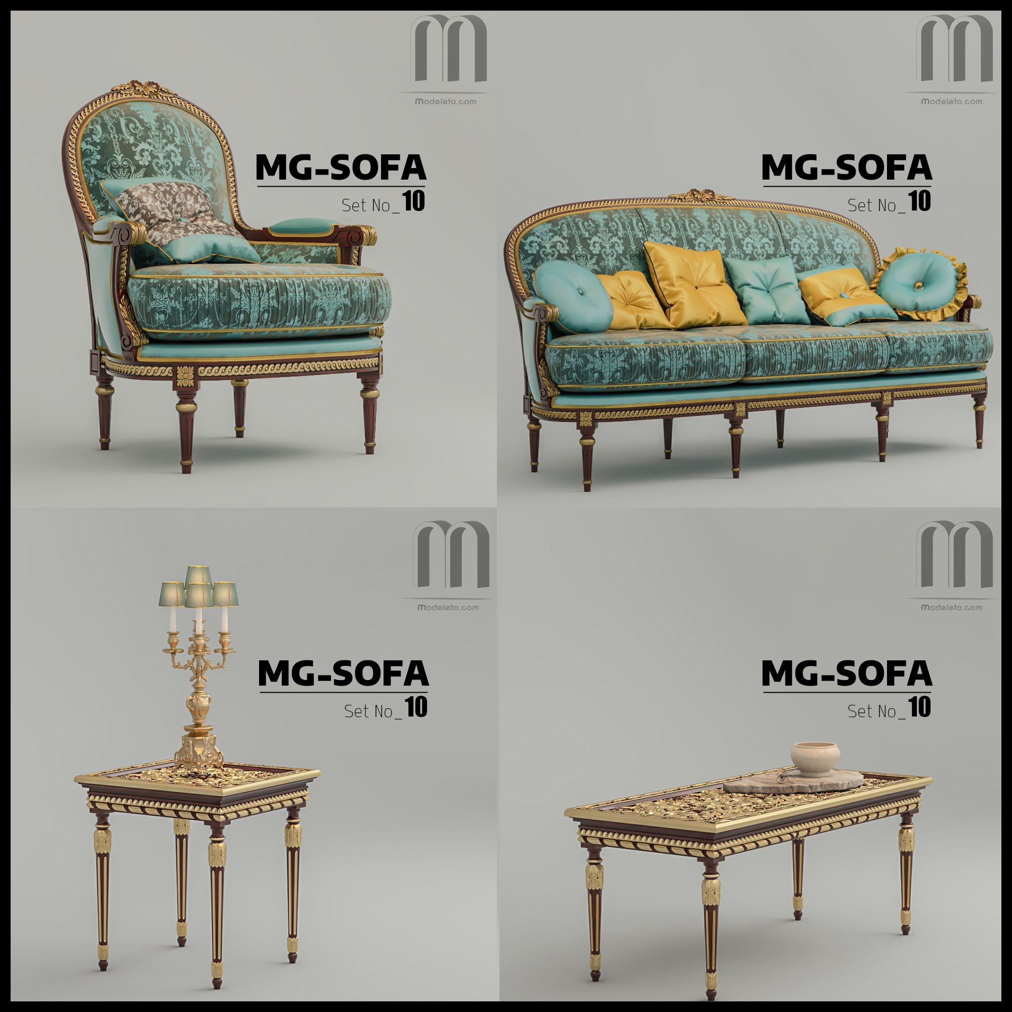 مینی پکیج مبل نشیمن کلاسیک - Modeleto